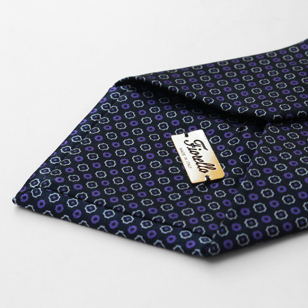 【Silvio Fiorello／シルヴィオ・フィオレッロ】ネクタイ シルク プリント ダークネイビー パープル (sil00015 ...