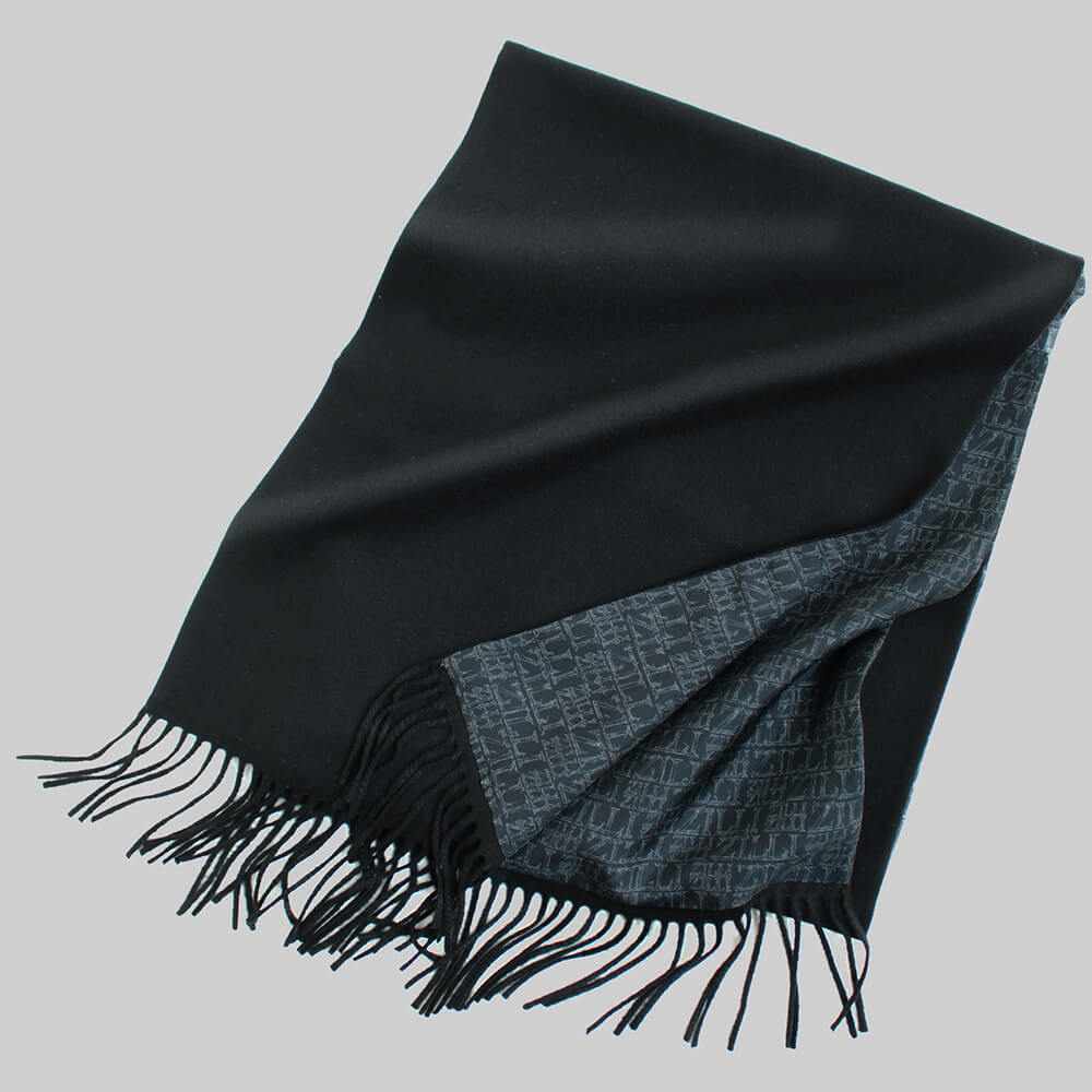 ZILLI 】Cashmere and silk reversible muffler, Black (zil02428), Navy ...